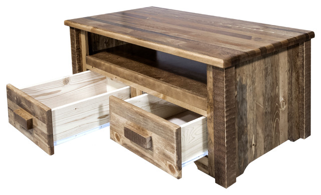 Montana Log Wood Two Drawer Entertainment Center MWHCSCEC2DSL - Rustic ...