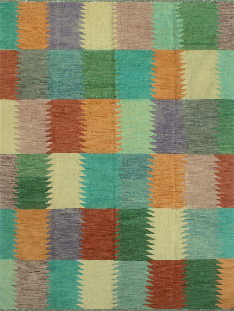 Winchester Kilim Clay Rust/Blue Rug, 7'11x9'8, 7'11x9'8 - Southwestern ...