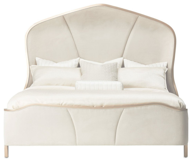 Aico Amini Malibu Crest E King Curved Panel Bed in Chardonnay ...