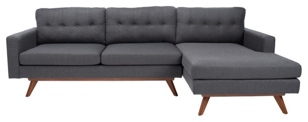 Hughes Modern Linen Sectional Sofa, Slate Gray - Modern - Sectional ...