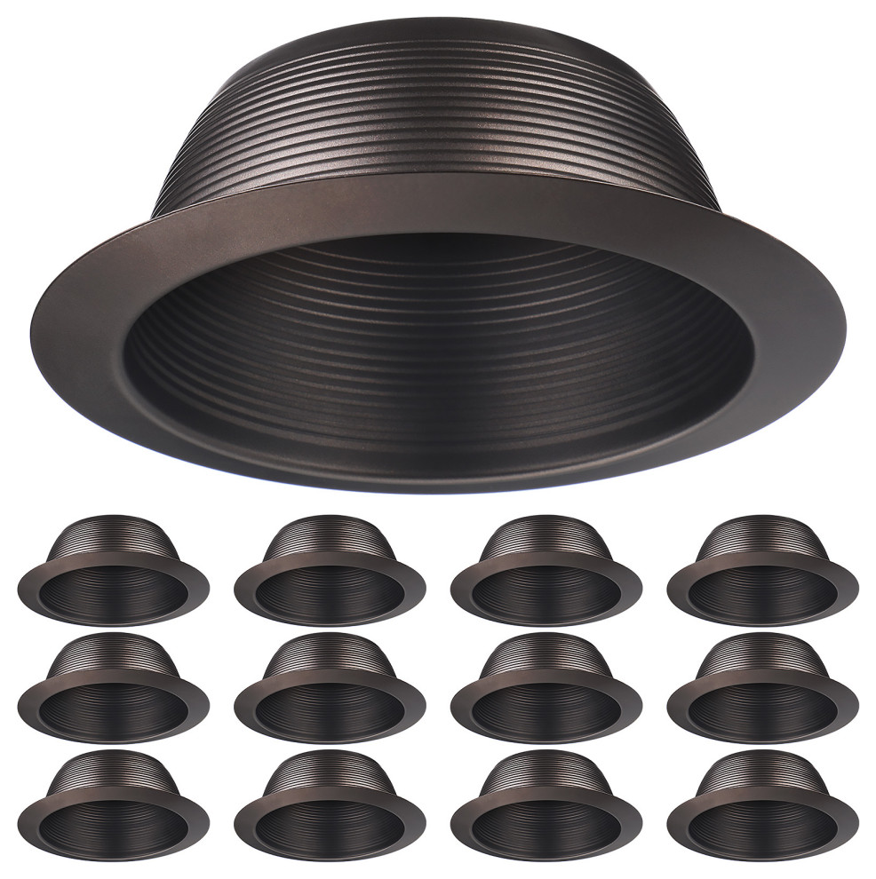 12-Pack 6 Inch Metal Recessed Can Light Trim, Step Baffle - Modern ...