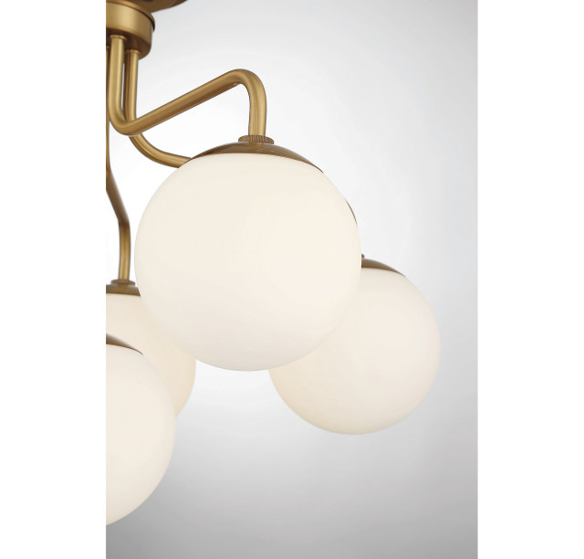Marco 6-Light Ceiling Light, Warm Brass - Midcentury - Flush-mount ...