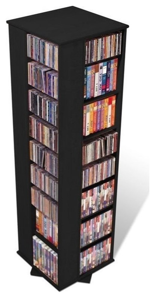 Bowery Hill 64" 4 Sided CD DVD Spinning Media Storage Tower in Black ...
