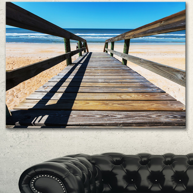 Long Boardwalk into Blue Seashore, Seashore Canvas Art Print, 40"x30"x1 ...