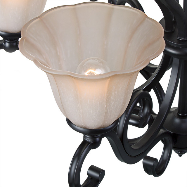 Traditional Black Iron 6-Light Rustic Glass Chandeliers - Mediterranean ...