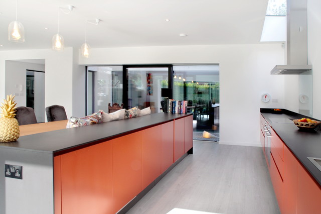 Contemporary Burnt Orange Kitchen - Contemporary - Kitchen ...