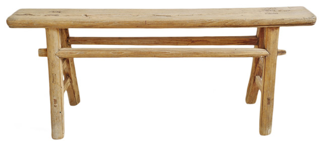 Consigned Asher Farm Elm Work Bench Rustic Outdoor Benches By