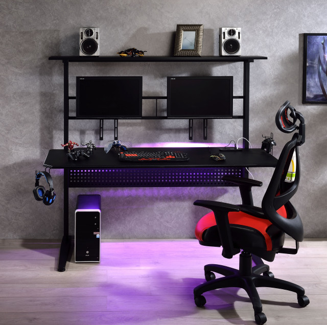 Gewnee Gaming Table w/USB Port, Black - Transitional - Game Tables - by ...