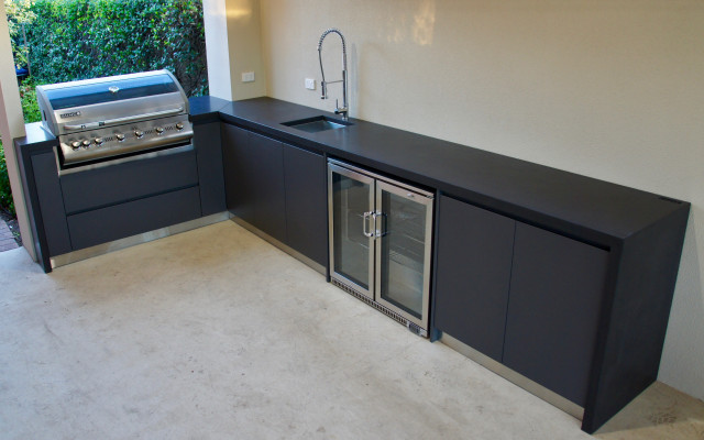 Outdoor Kitchen | Polished Concrete Benchtops, Doors and Drawers ...