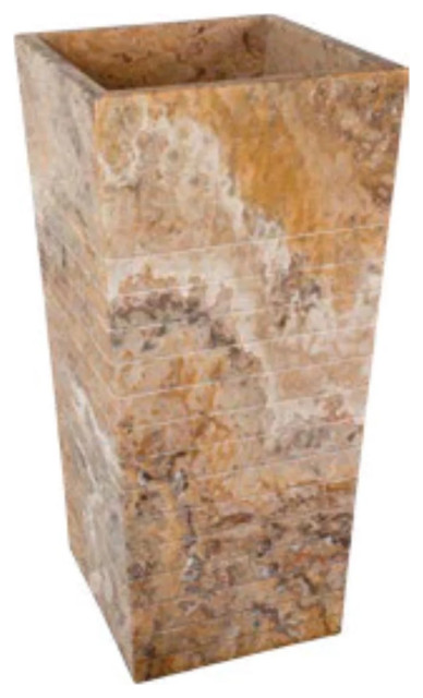 Scabos Travertine Pedestal Stand-Alone Cone Shaped Sink (W)16" (L)16 ...