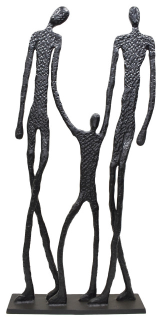 Metal, 49"H, Family Figures Statue, Black, 23x6x49 inches ...