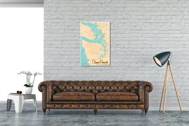 Lakebound Olympic Peninsula Map Art Print, 24"x36" - Contemporary ...