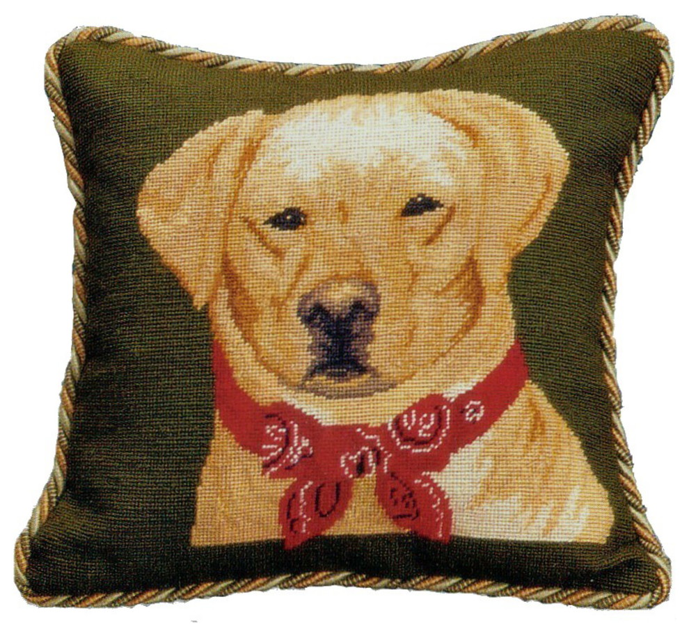 Labrador Petit Point Pillow - Contemporary - Decorative Pillows - by ...