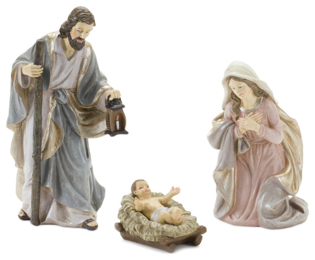 Holy Family Nativity Figurines, Set of 3 - Traditional - Holiday ...