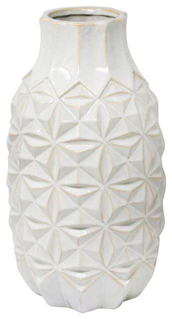 Ceramic 15" Geo Vase, Ivory - Transitional - Vases - by Virventures | Houzz