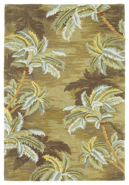 Sparta 3102 Moss Palm Trees Rug, 2'6"x10' Runner - Tropical - Hall And ...