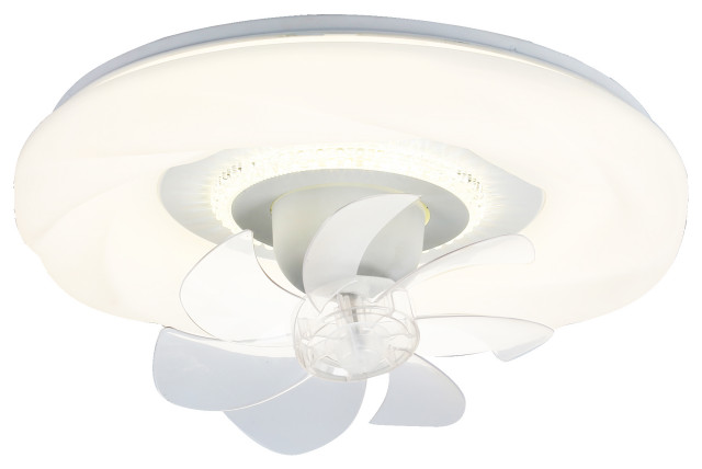 18" White Flush Mount Ceiling Fan with Reversible Blades, APP Control ...