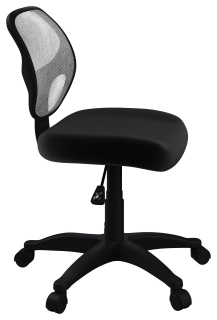 Adjustable Height Armless Office Computer Chair, Wheels, Curved Mesh ...