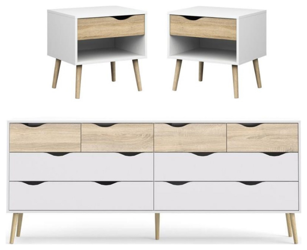 Home Square 3 Piece Furniture Set with 2 Nightstands and Dresser ...