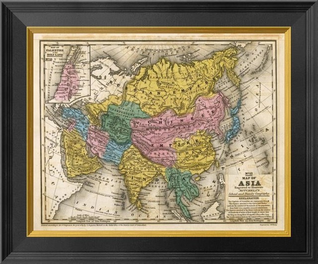 "Map of Asia, 1839" Framed Canvas Giclee by Samuel Augustus Mitchell ...