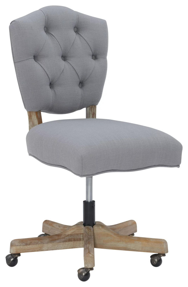French Country Office Chair, Armless Design & Diamond Button Tufted ...