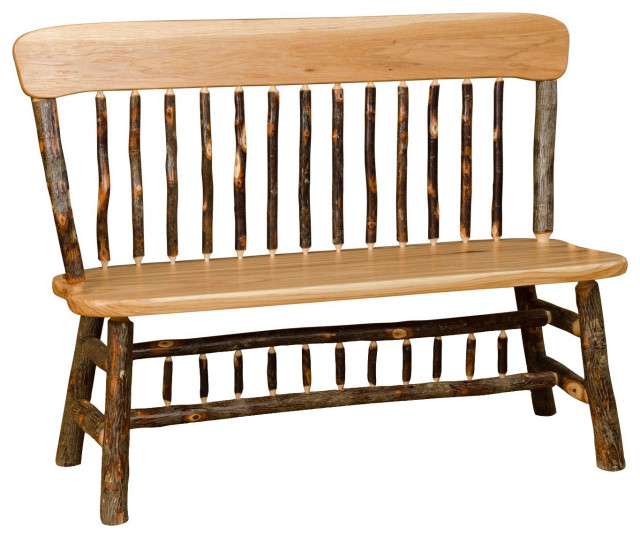 Hickory Log Panel-Back Bench - Rustic - Accent And Storage Benches - by ...