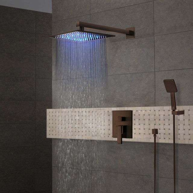 Oil Rubbed Bronze Shower System With Shower Head and Hand Shower, 8 ...
