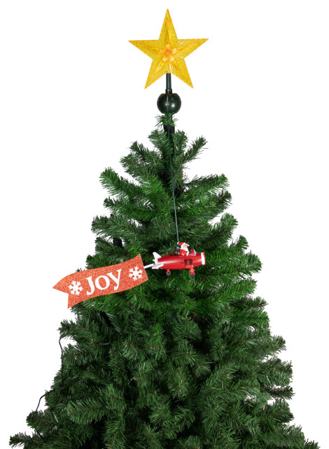21" Animated Santa Plane with LED Lighted Christmas Star Tree Topper ...