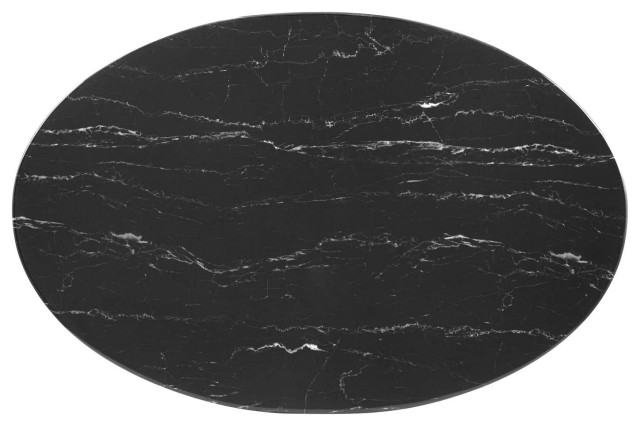 42" Dining Table, Round, Black Gold, Artificial Marble, Modern, Mid ...