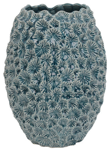 Convoluted Pattern Ceramic Vase, Blue - Contemporary - Vases - by Davis ...