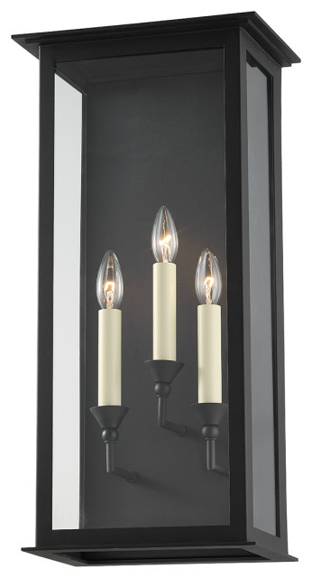 Exterior Wall Sconce, Textured Black - Transitional - Outdoor Wall ...