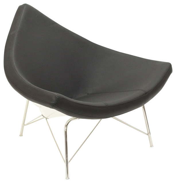 Modern Contemporary Lounge Chair, Black Leather - Armchairs And Accent ...