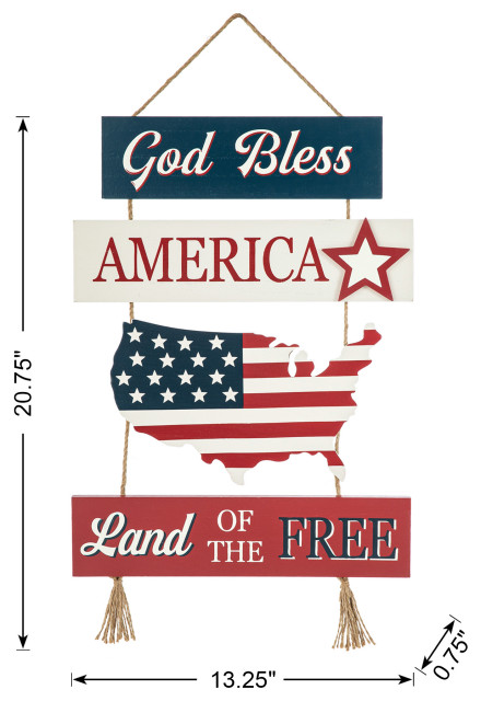 20.75"H Patriotic Word Sign Door Hanger - Contemporary - Wall Accents ...