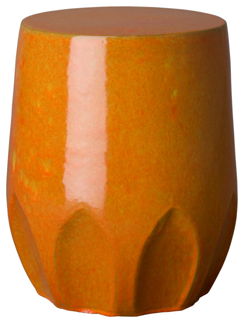 Calyx Bright Orange Garden Stool - Contemporary - Accent And Garden ...