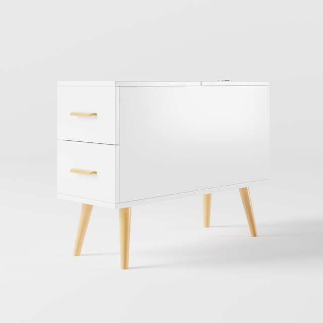 Rectangle End Table with Drawers Modern Sofa Side Table for Living Room ...