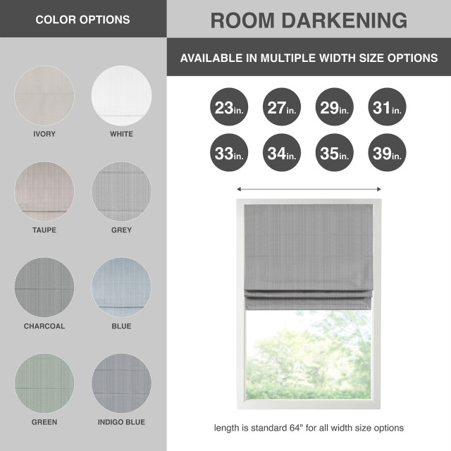Madison Park Galen Basketweave Roman Shade, 27" - Contemporary - Roman ...
