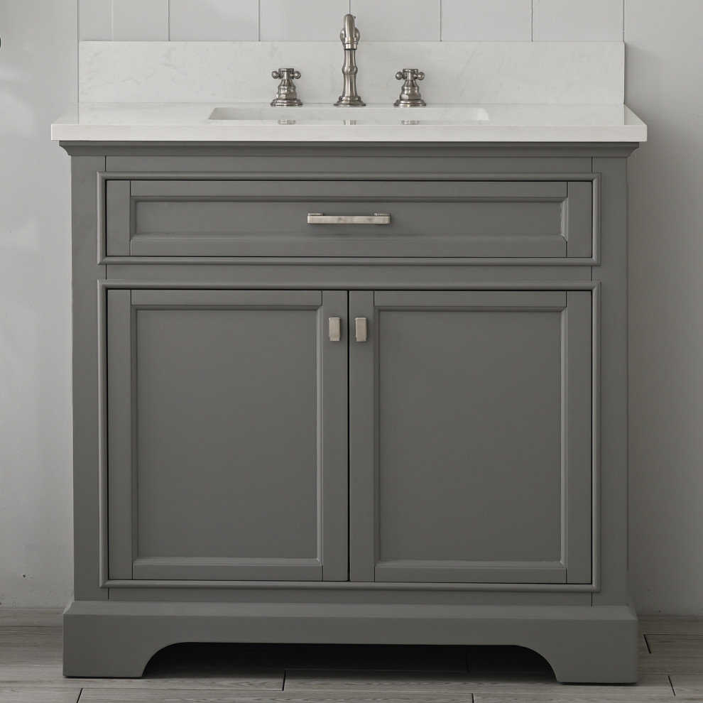 Milano Single Vanity, Gray, 36" - Transitional - Bathroom Vanities And ...