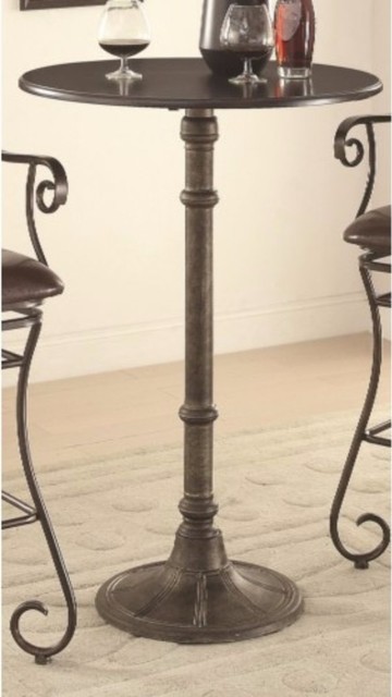 Benzara BM160760 Round Industrial Metal Counter Height Table, Black ...