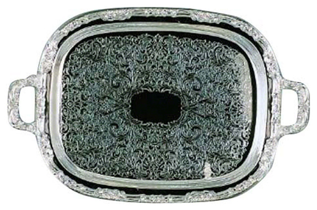 Elegance Rectangular Silver Plated Tray - Traditional - Serving Trays ...