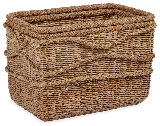 Wave Seagrass Rectangle Basket - Beach Style - Baskets - by BoBo ...