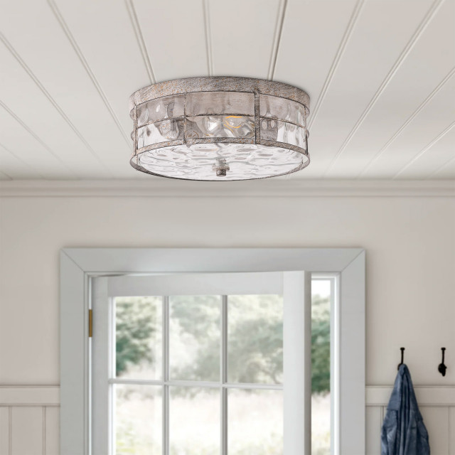 Industrial Grey Rusted Ceiling Light with Water Ripple Glass Shade ...