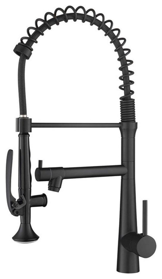 CRO Decor Single Handle Copper Kitchen Faucet in Black - Transitional ...