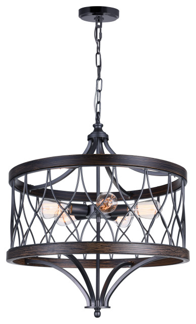 Amazon 5 Light Drum Shade Chandelier With Gun Metal Finish - Industrial ...
