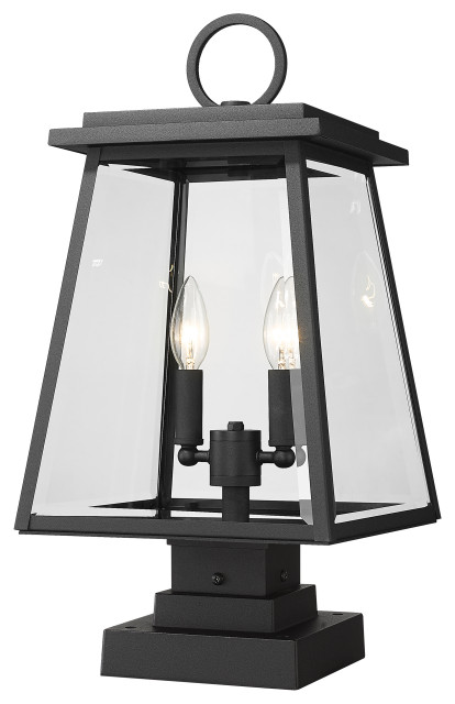 Broughton 2 Light Outdoor Pier Mounted Fixture Lighting, Black ...