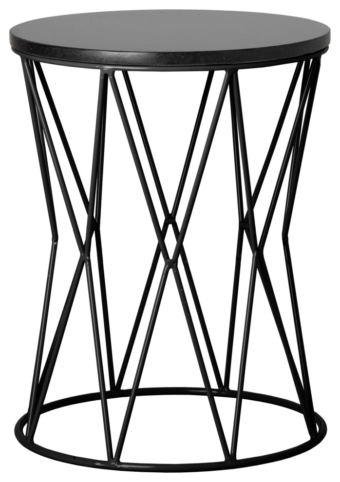 19 in. Okedo Black Metal Wrought Iron Accent Table - Industrial ...