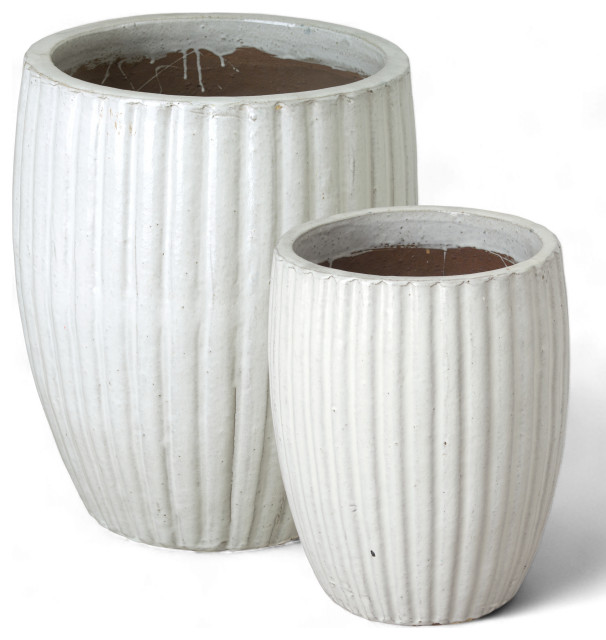 Ridges Planter Large, Distressed White 21x25 - Farmhouse - Indoor Pots ...