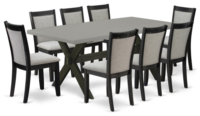 X697Mz606-9 9-Piece Dining Set, Rectangular Table and 8 Parson Chairs ...