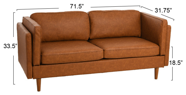 Atley Modern Upholstered High Sided Sofa With Solid Wood Legs ...