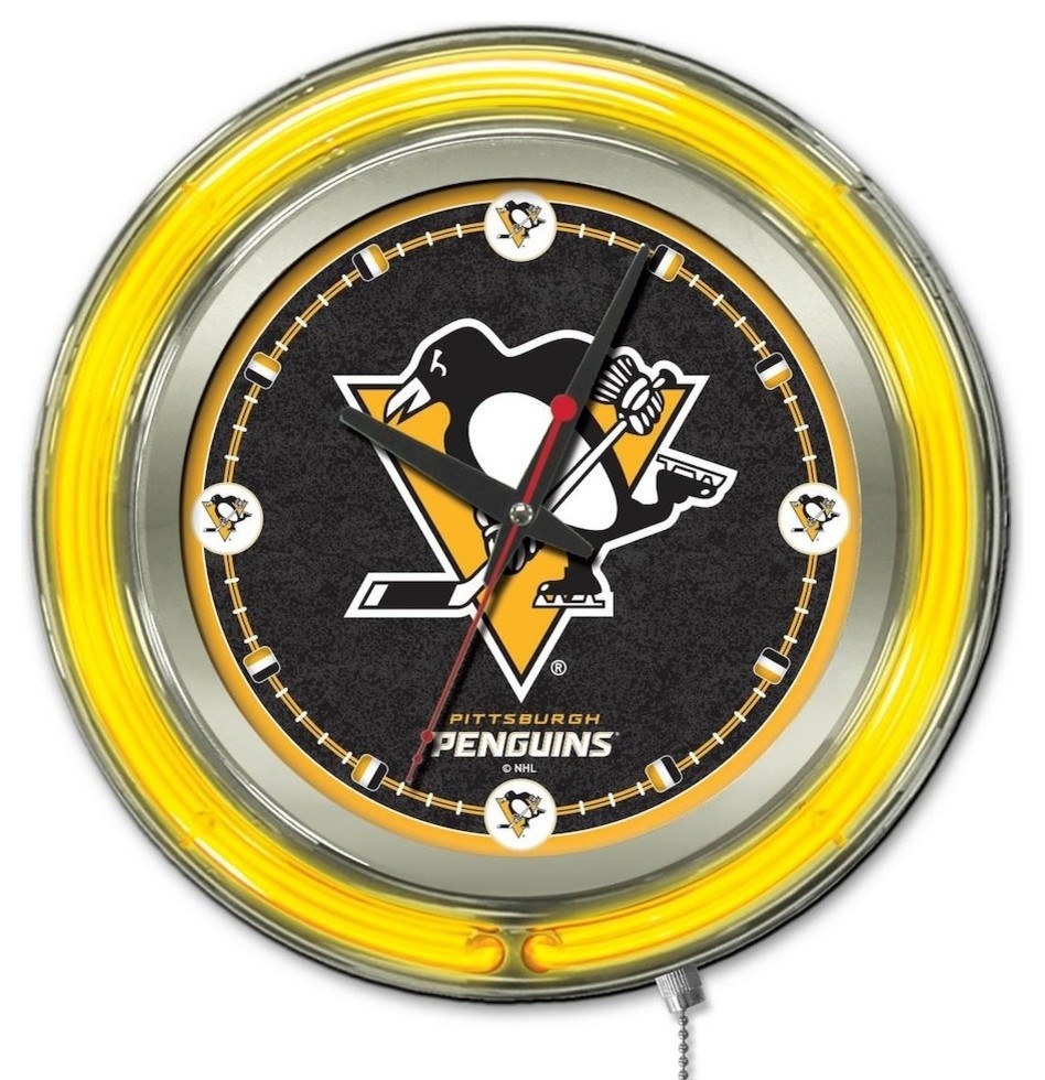 Pittsburgh Penguins Neon Clock - Contemporary - Wall Clocks - by ...