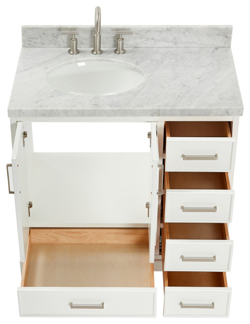 Ariel Stafford 37" Single Left Offset Oval Sink Bathroom Vanity ...